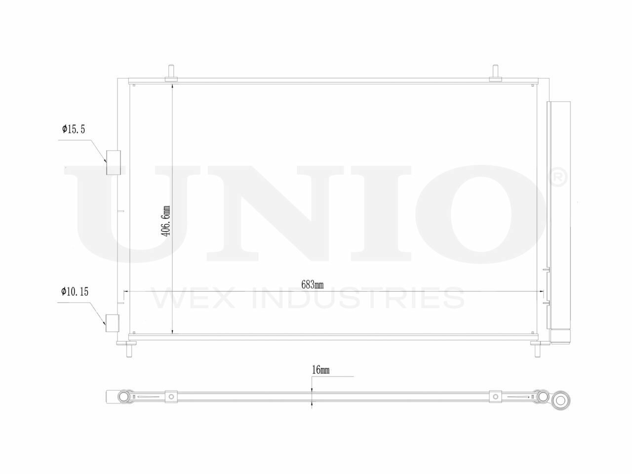 Радиатор кондиционера, для Тойота Рав 4 (A40) 12-, Toyota Rav 12-, артикул RAD-30021, производителя UNIO