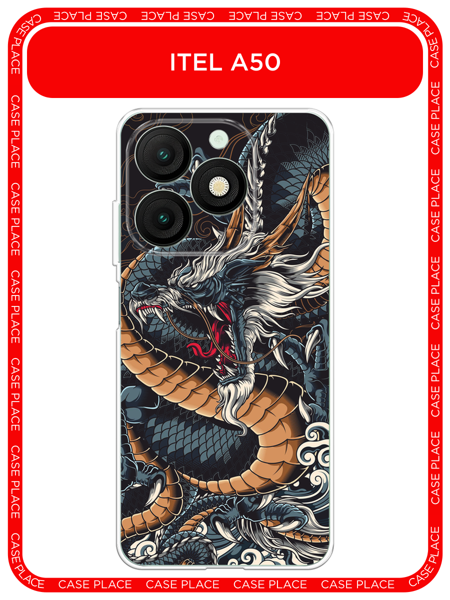 Чехол на Itel A50 / Ител А50 с принтом Japanese Dragon