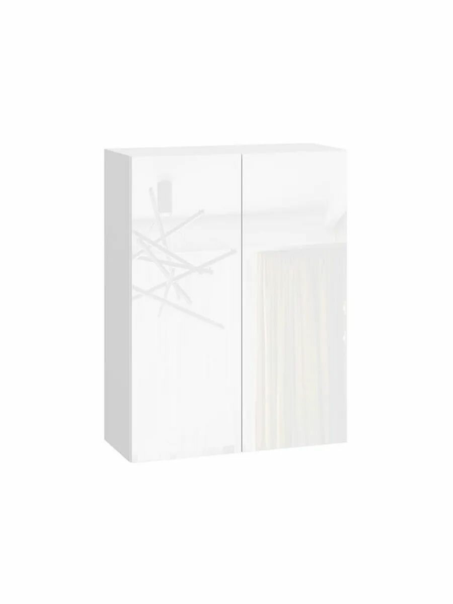 Кухонный модуль навесной, шкаф Стрэйт с доводчиками, с полками, 70х29.8х91.2 см, Белый / Белый глянец