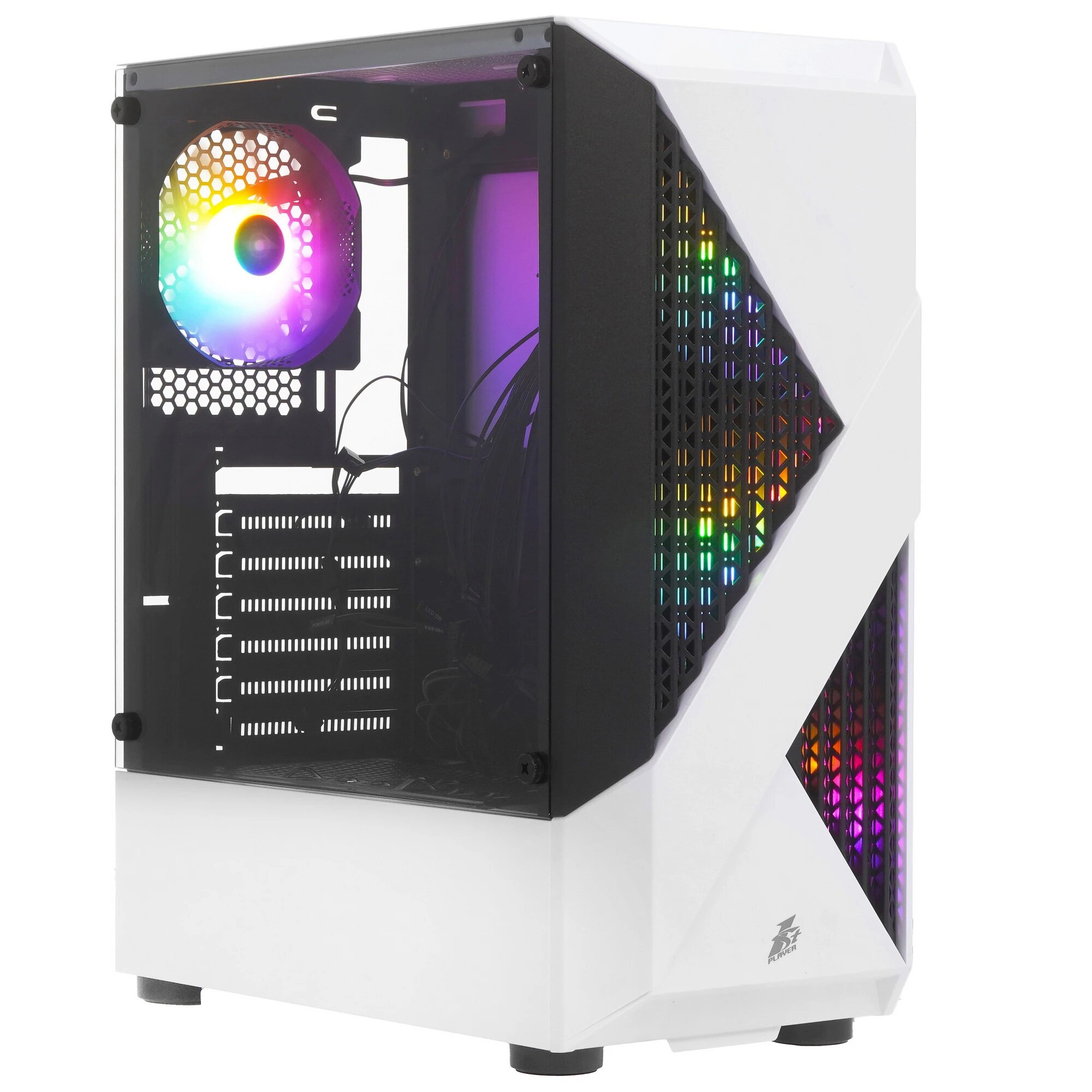 Корпус для компьютера 1STPLAYER FIREROSE F3-A (F3-A-WH-4F1) белый, ATX, TG 4x120mm