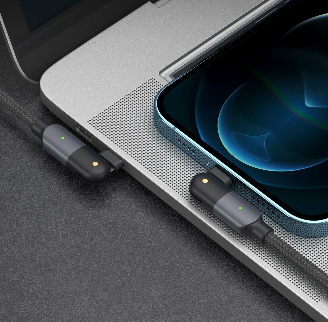 Кабель для телефона, USB-C-Lightning, поворотный, PD, 1,2 м, чёрный, Deppa 72331-OZ/ Без заводской упаковки