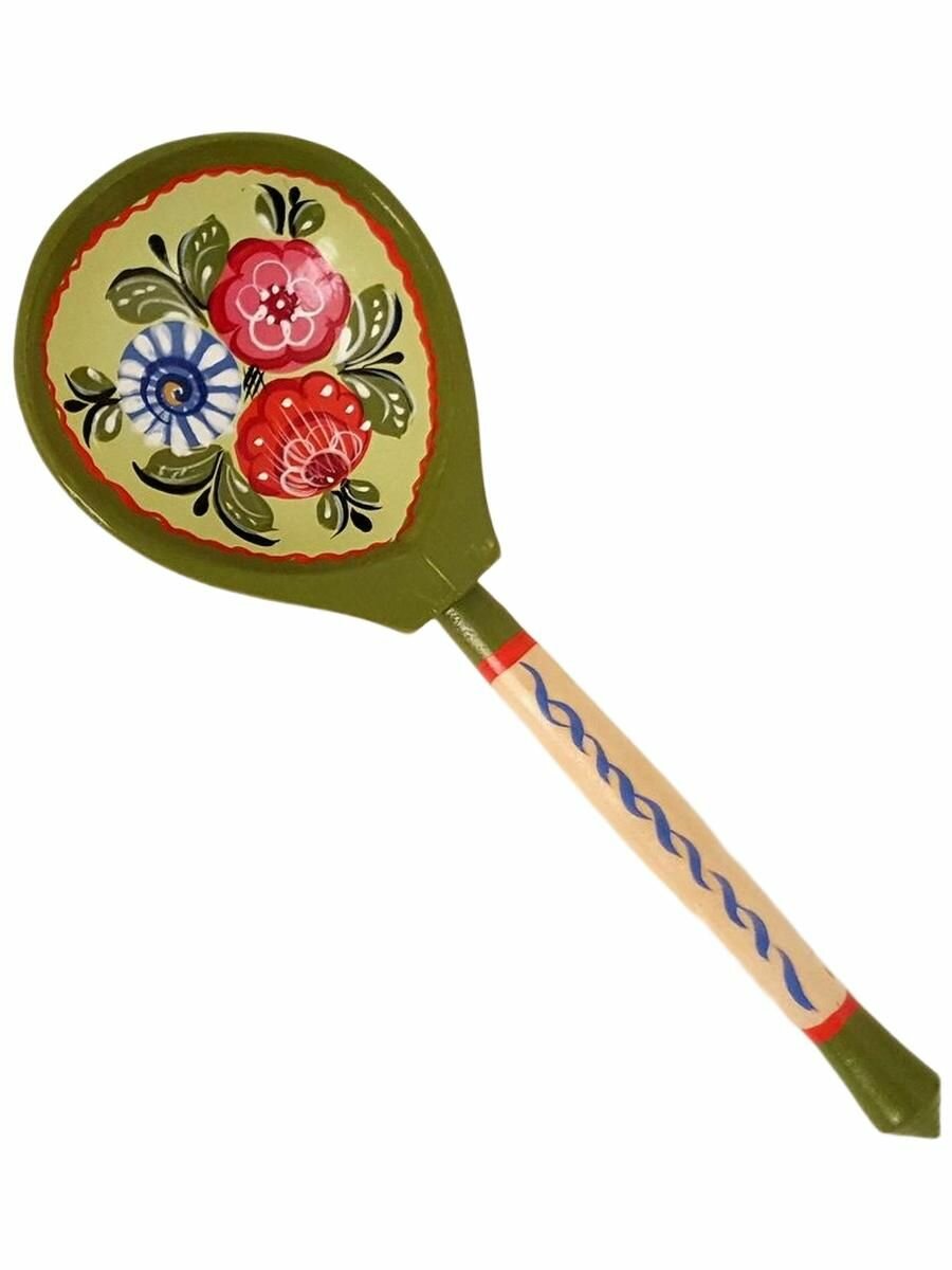 Статуэтка авторская, Ложка полубаска "Купавки"-7, Городецкая роспись, ручная авторская работа