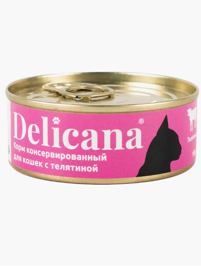 Влажный корм для кошек Delicana (Деликана) со вкусом телятины 24 х 100 гр
