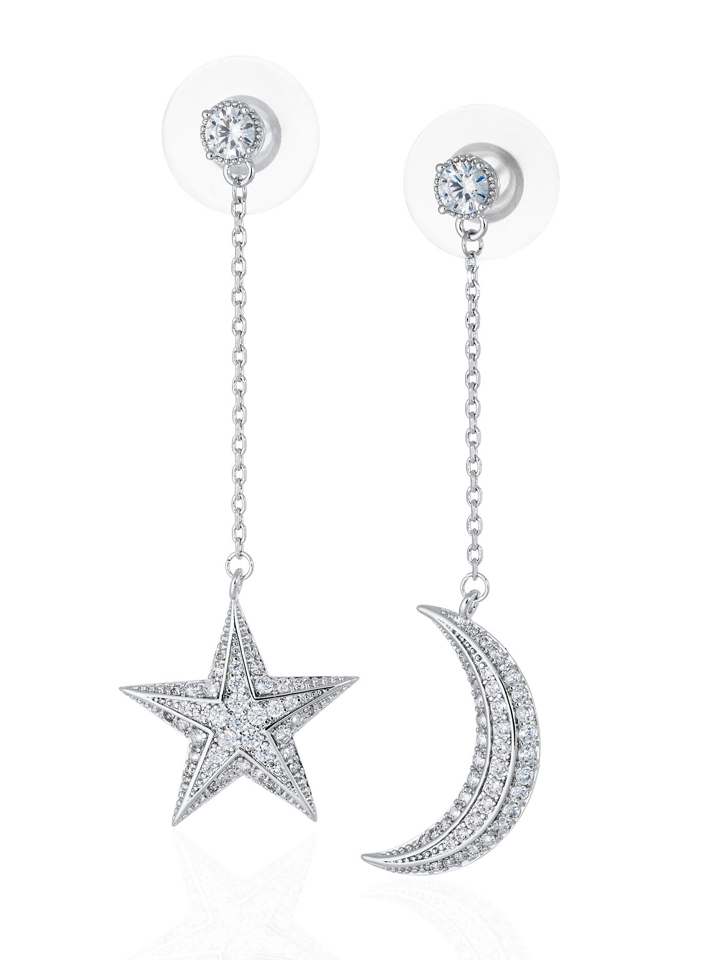 Серьги с подвесками, фианит