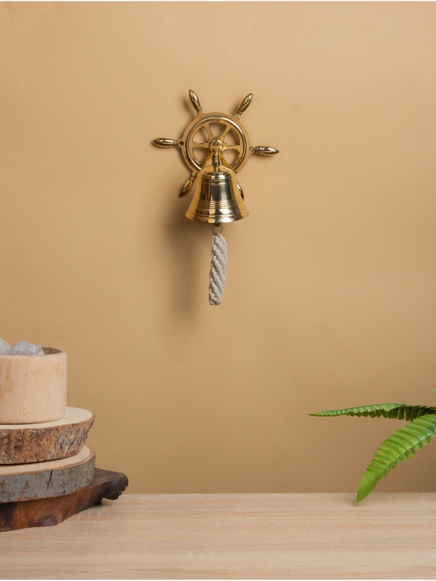 Рында Сима-ленд «Штурвал», латунь, золотистый цвет, 9,5×13×23 см