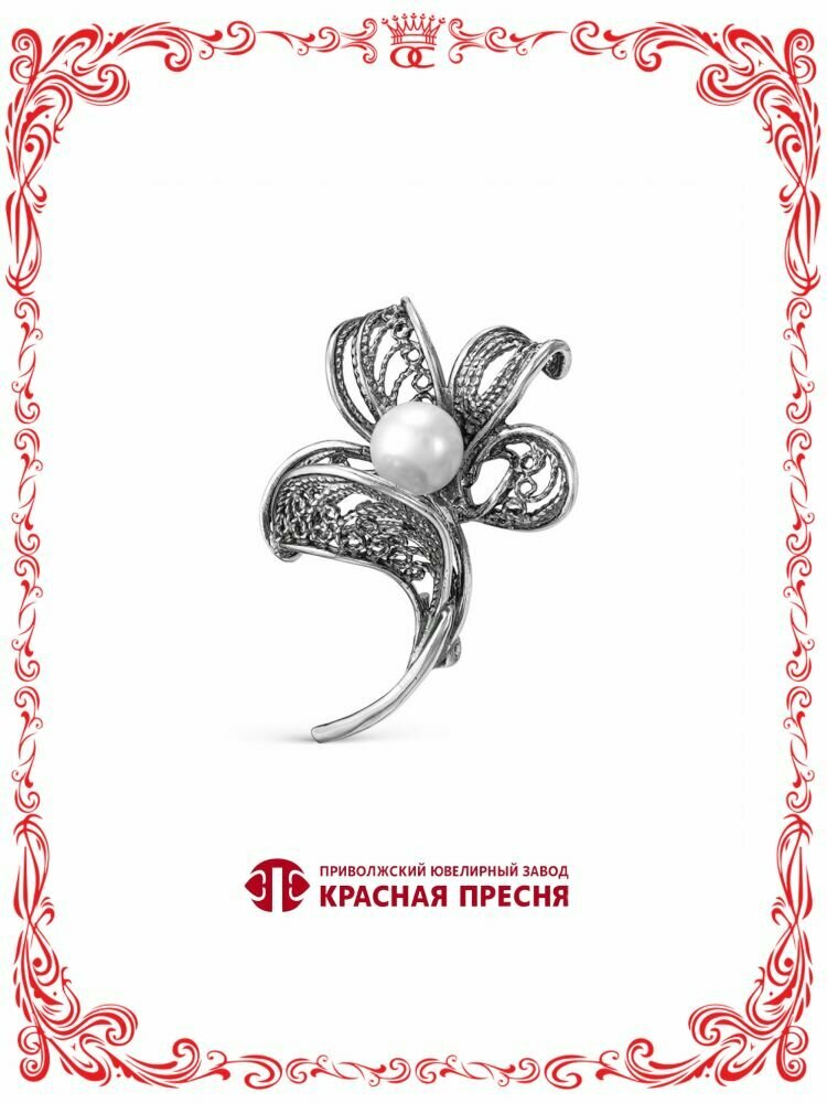 Брошь, жемчуг культивированный