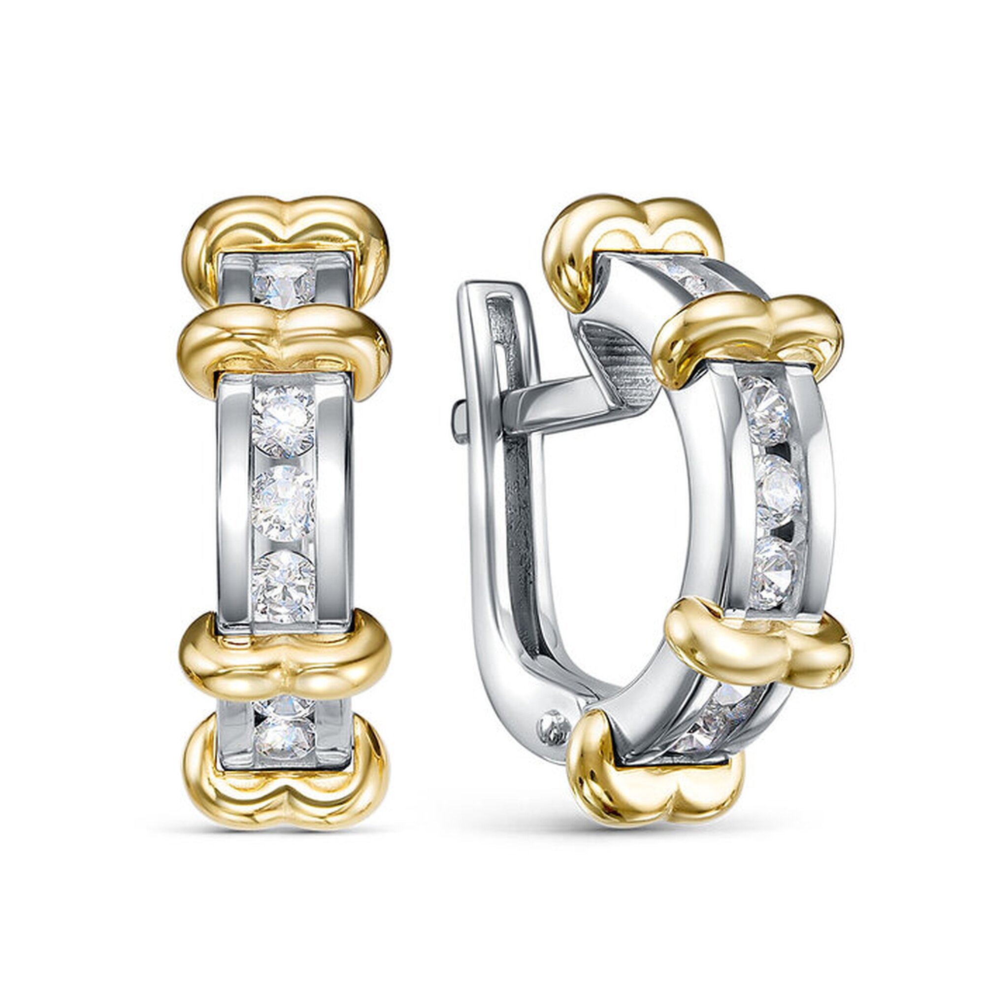 Серьги, белое золото, 585 проба, фианит