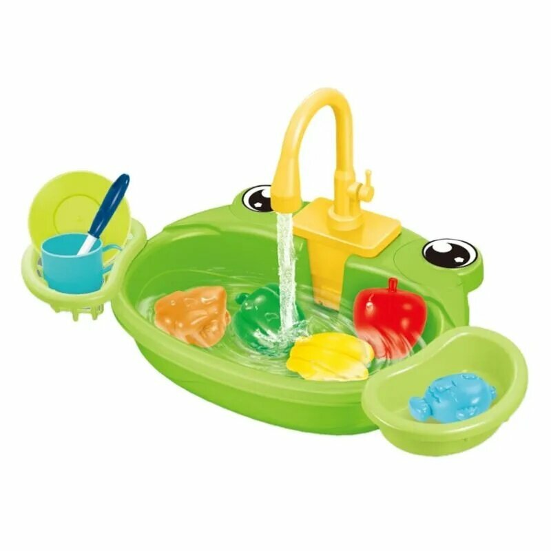 Детская игрушечная раковина с автоматической подачей воды (зеленая)