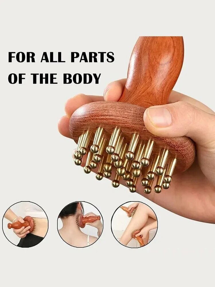 Brass meridian brush, full body massage abdomen to clear Gua Sha meridian massage comb