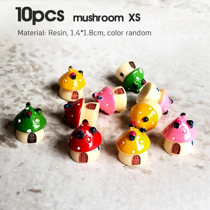Мини-фигурки грибов из смолы 10 шт. 2cm random