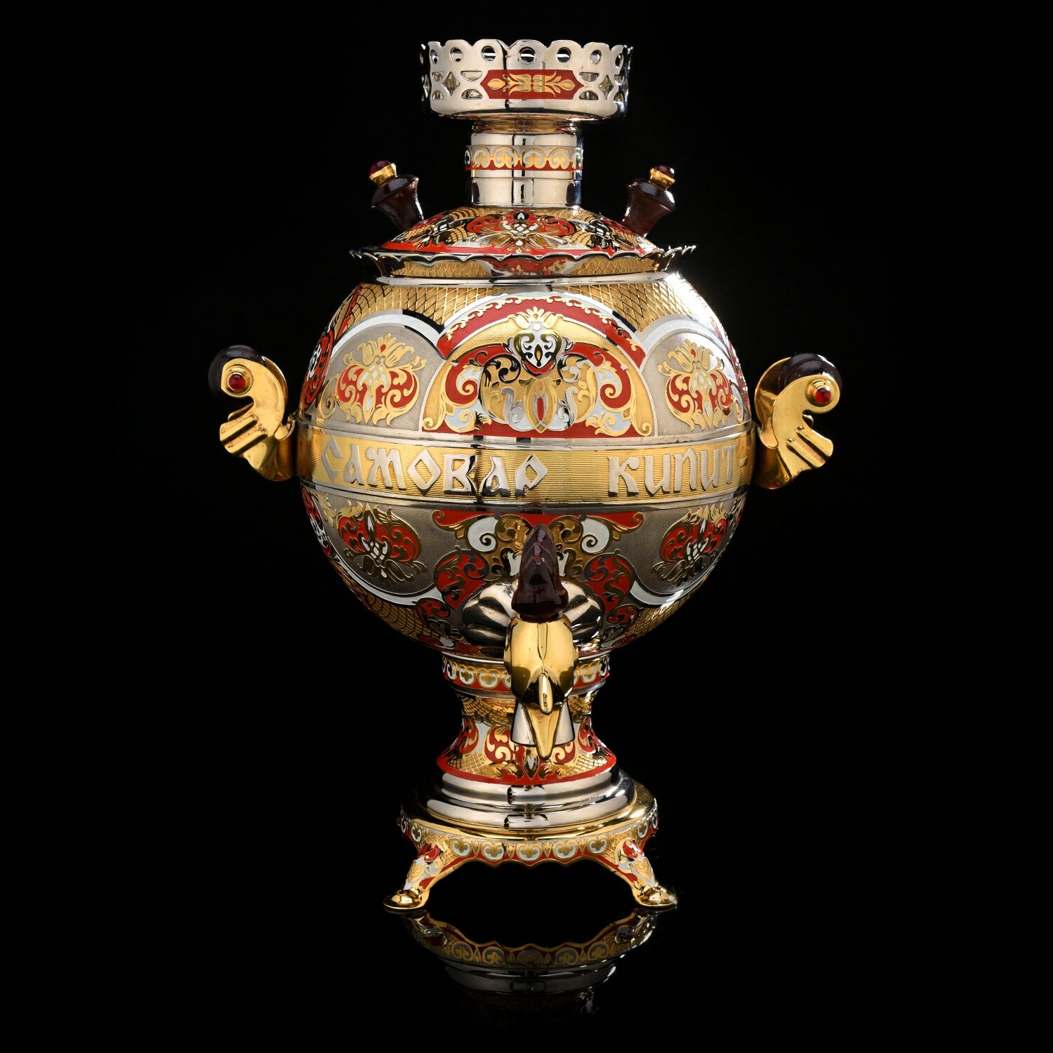 Самовар электрический 3 л с позолотой "Петух". Златоуст