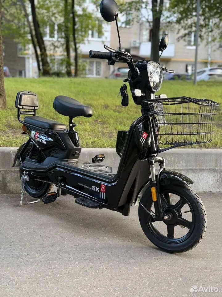 Электромопед, мопед ск8 600W, 16-колеса, черный (на моторе 240w)