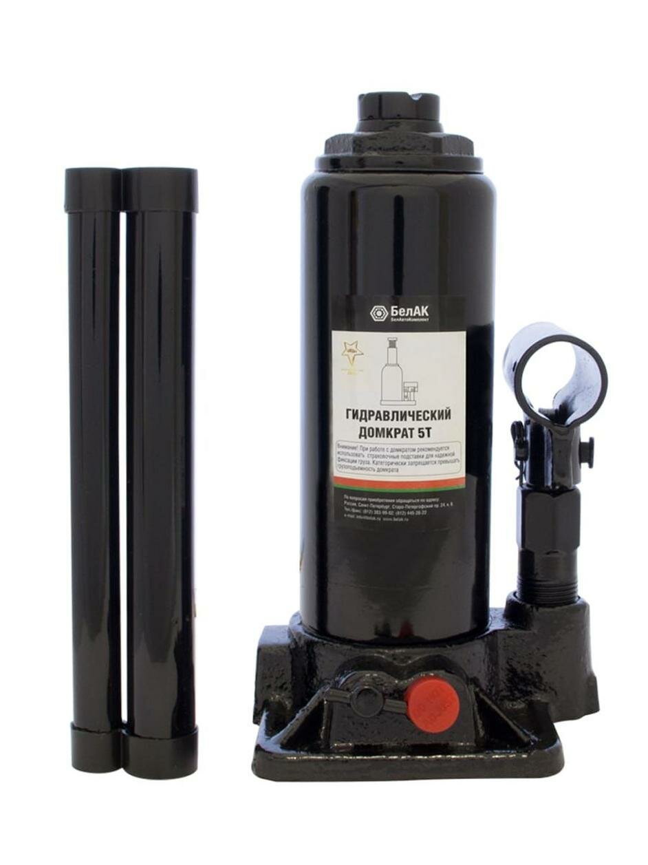 Домкрат гидравлический бутылочный 5 т (TUV, 2 клапана) / домкрат автомобильный 5 тонн БелАК БАК.00029
