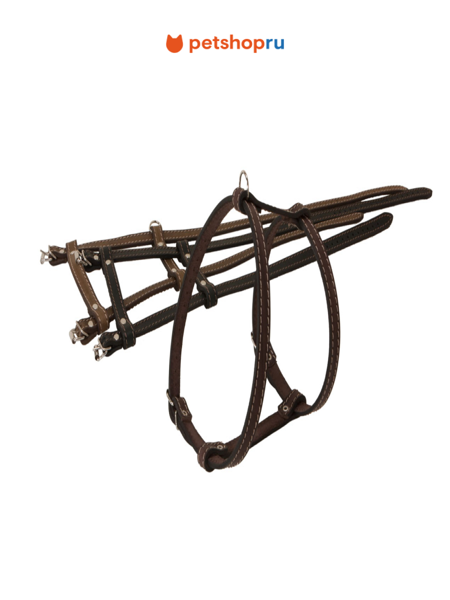 Шлейка Yami Yami, для собак, прогулочная, коричневая, кожа, 60x1,6 см