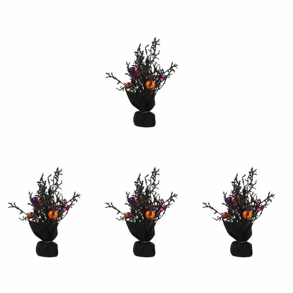 Чёрное декоративное дерево-ветка хэллоуин из текстиля и пластика для украшения интерьера, 4 шт