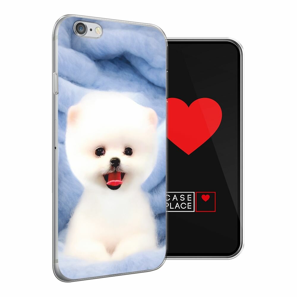 Силиконовый чехол на Apple iPhone 6 / Айфон 6 с принтом "Белый пёсик" — фото 1