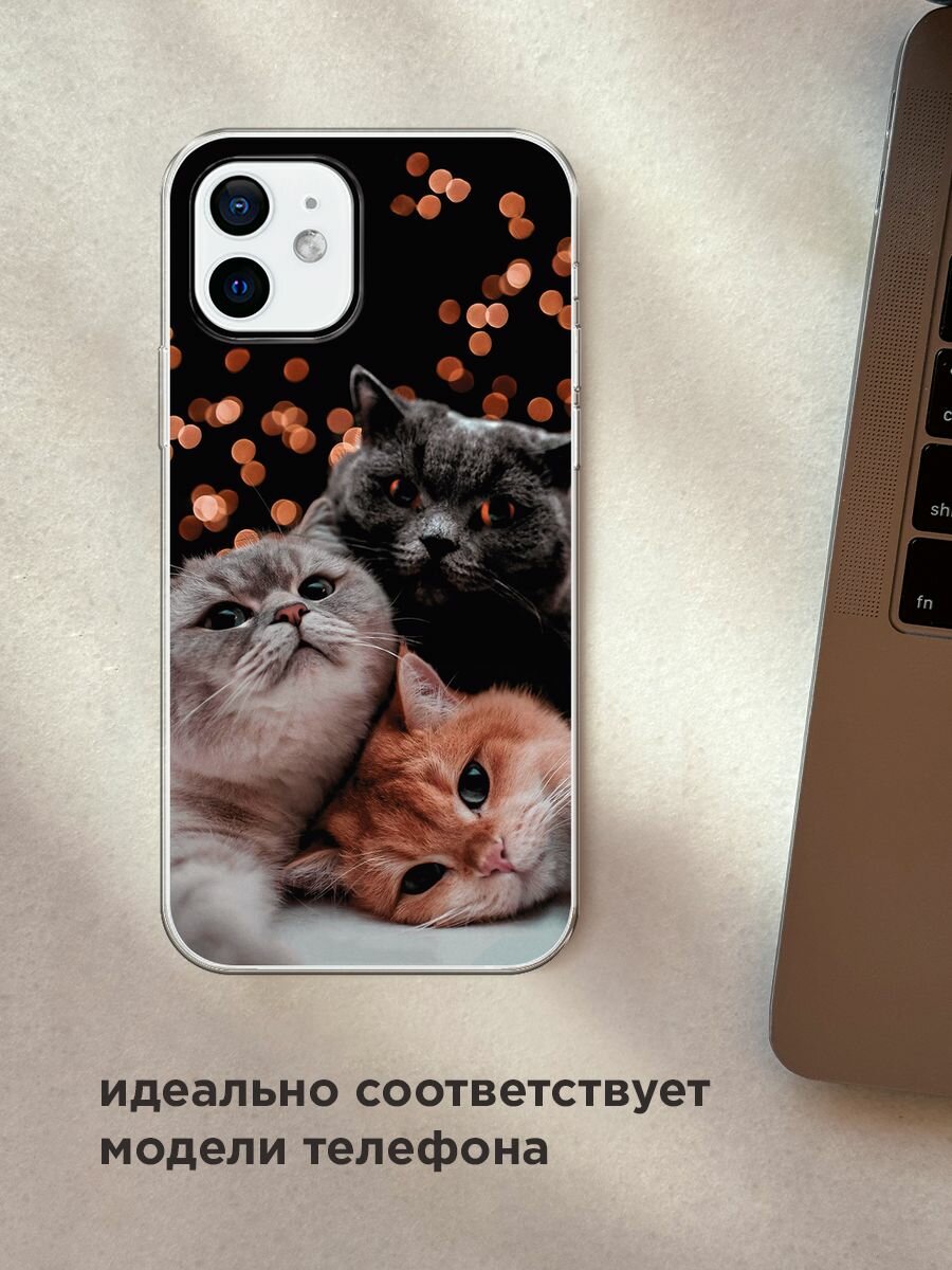 Чехол на Apple iPhone 12/12 Pro / Айфон 12/12 Про с принтом "Кошачьи обнимашки" — фото 1