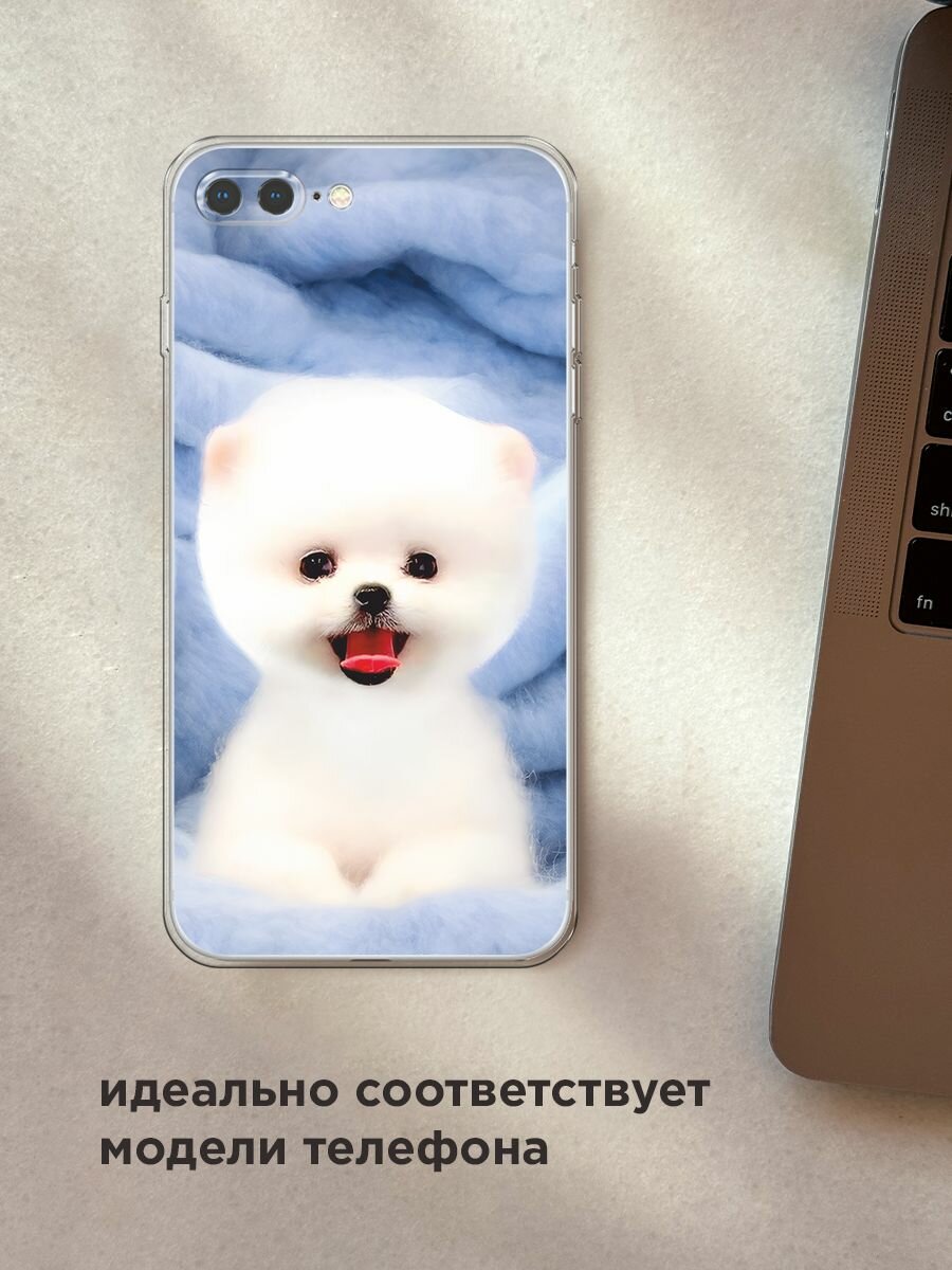 Чехол на Apple iPhone 7 Plus / Айфон 7 Плюс с принтом "Белый пёсик" — фото 1