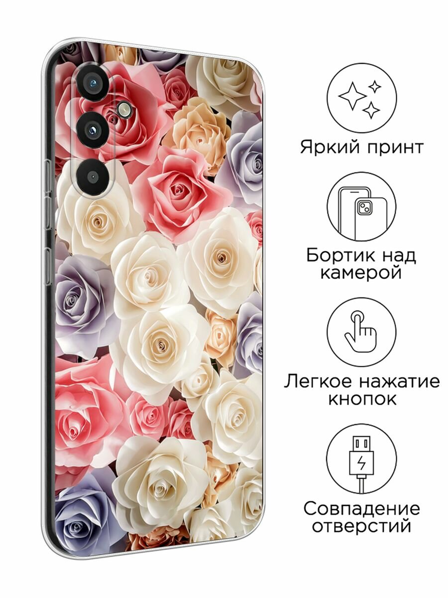 Чехол на Samsung Galaxy A34 / Самсунг A34 с принтом "Пастельные розы" — фото 1