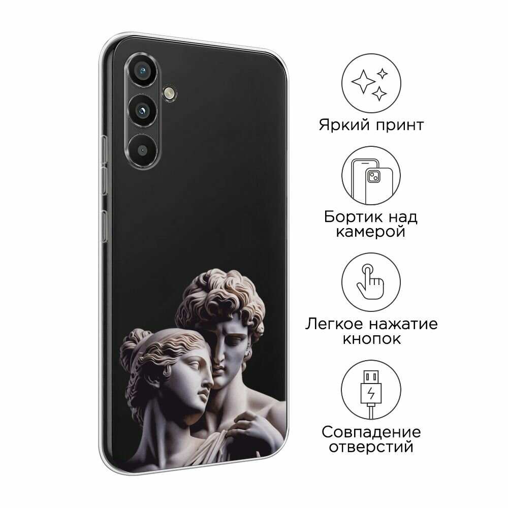 Чехол на Samsung Galaxy A34 / Самсунг A34 с принтом "Нежные скульптуры - 14 февраля", прозрачный — фото 1