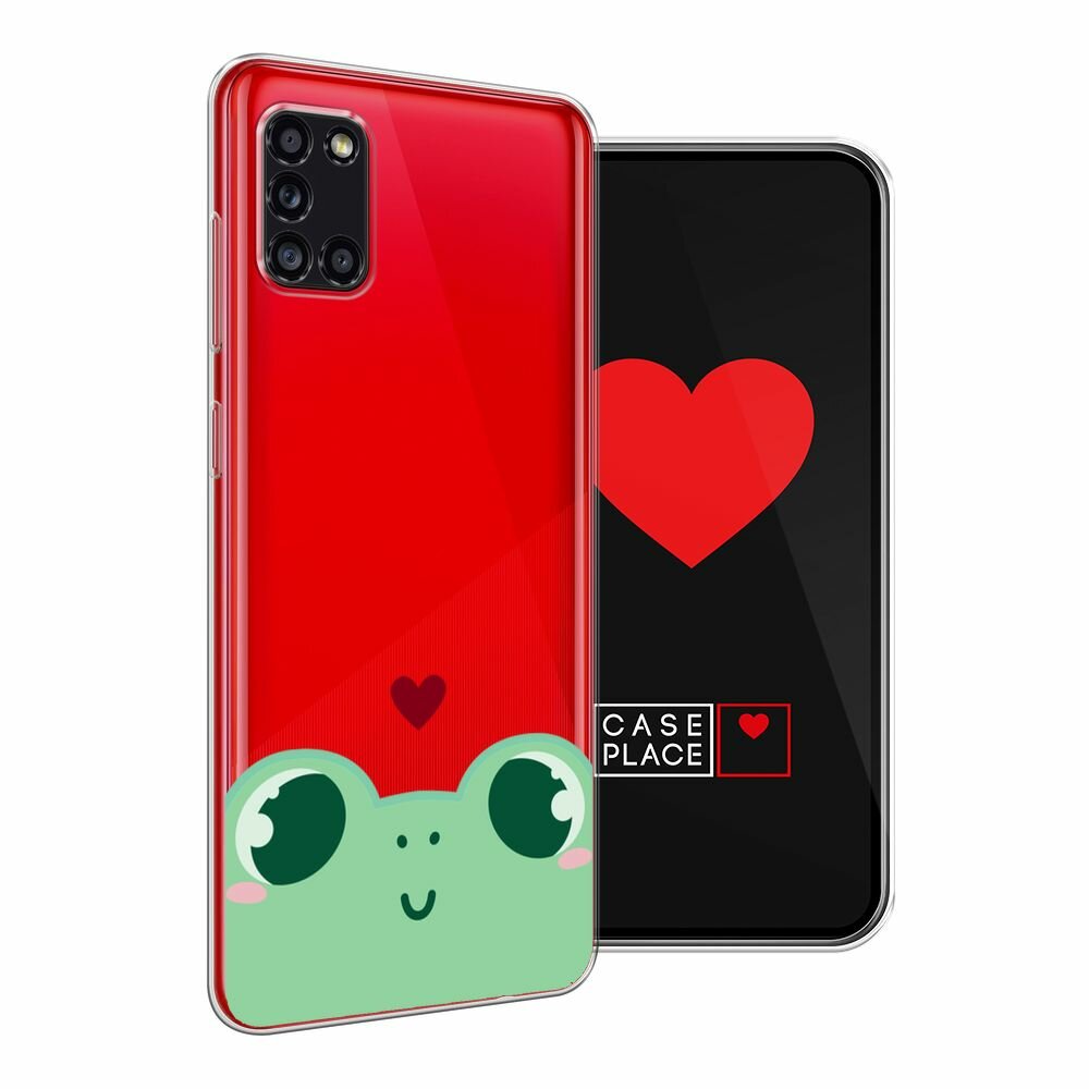 Чехол на Samsung Galaxy A31 / Самсунг Галакси А31 с принтом "Влюблённая лягушка - 14 февраля", прозрачный — фото 1