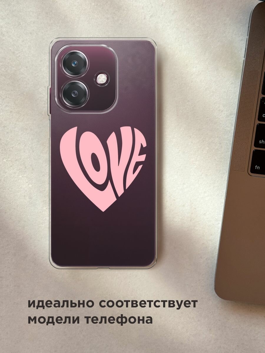 Чехол на Oppo A3/A3x / Оппо А3/A3x с принтом "Love heart 3 - 14 февраля", прозрачный — фото 1