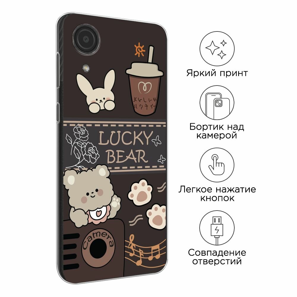 Чехол на Samsung Galaxy A03 Core / Самсунг Галакси А03 Core с принтом "Lucky bear coffee 1" — фото 1