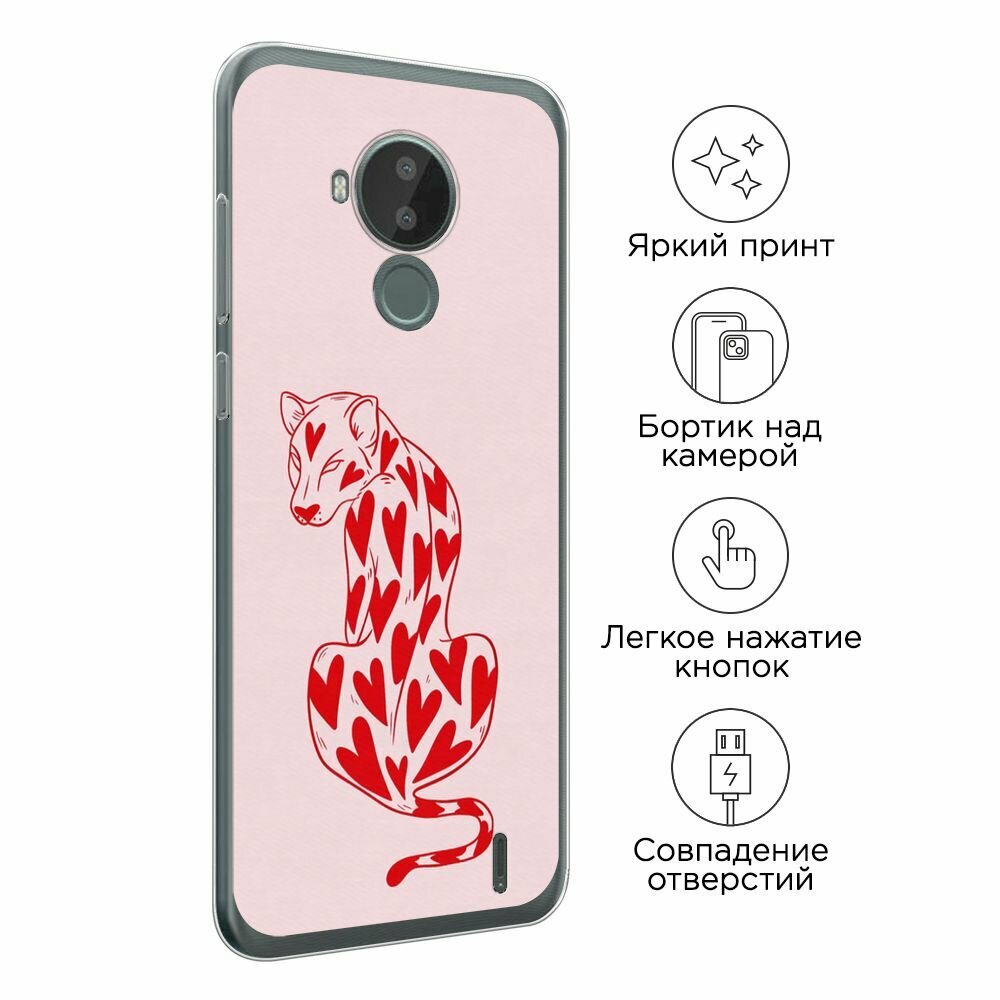 Чехол на Nokia C30 / Нокия C30 с принтом "Heart panther 1 - 14 февраля" — фото 1