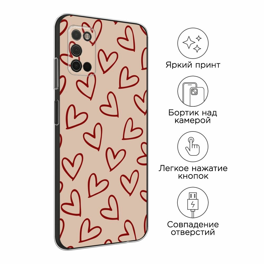 Чехол на Samsung Galaxy A03S / Самсунг Галакси A03S с принтом "Little hearts doodles 1 - 14 февраля" — фото 1