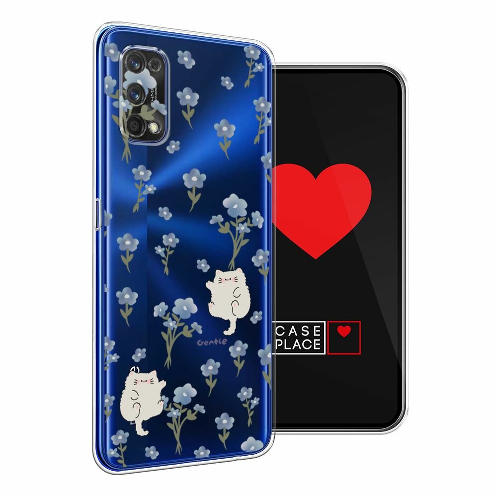 Чехол на Realme 7 Pro / Реалми 7 Про с принтом "Gentle cats", прозрачный — фото 1
