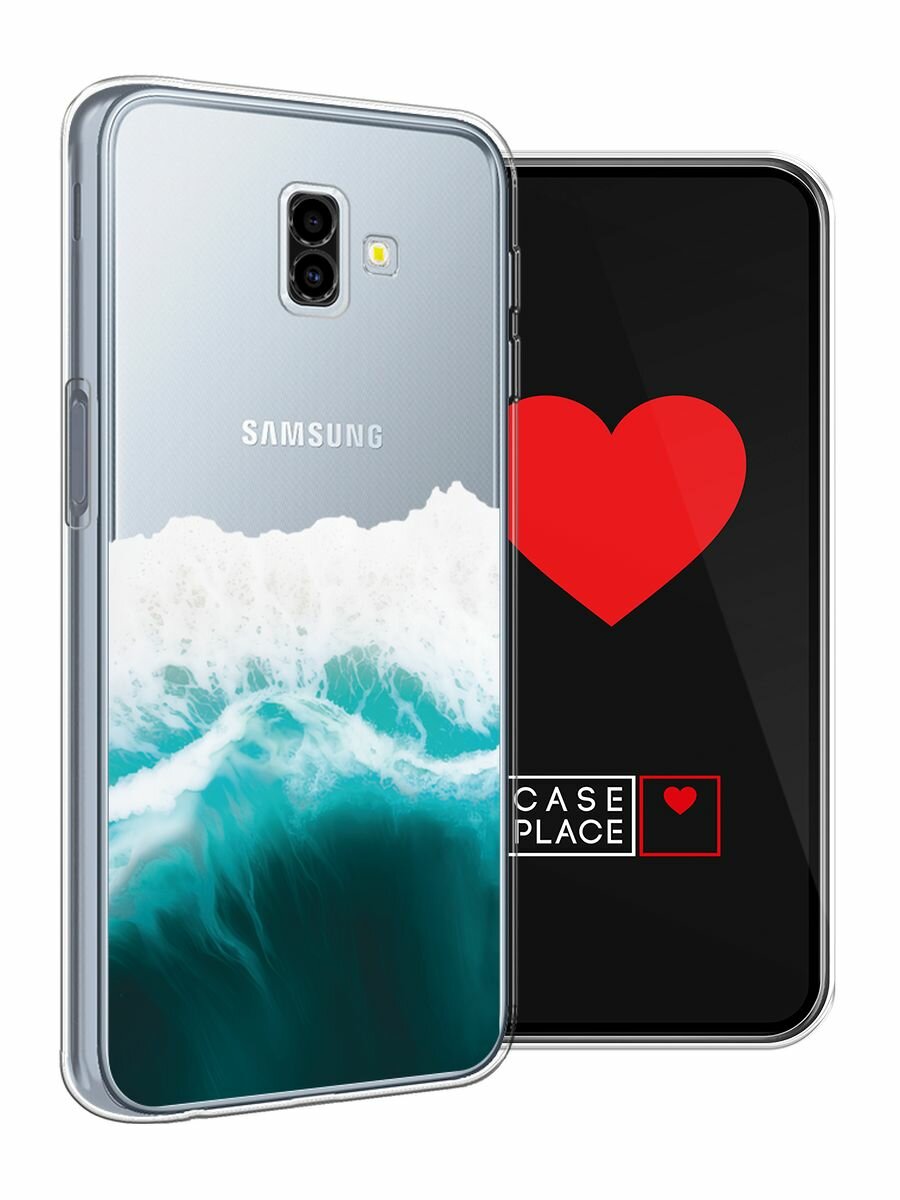 Чехол на Samsung Galaxy J6 + / Самсунг Галакси J6 Плюс 2018 с принтом "Большая волна", прозрачный — фото 1