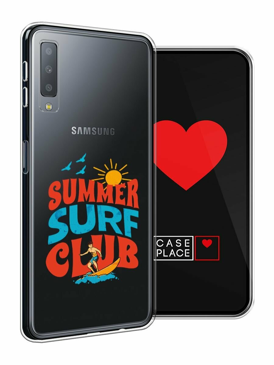 Чехол на Samsung Galaxy A7 2018 / Самсунг Галакси А7 2018 с принтом "Summer surf club", прозрачный — фото 1