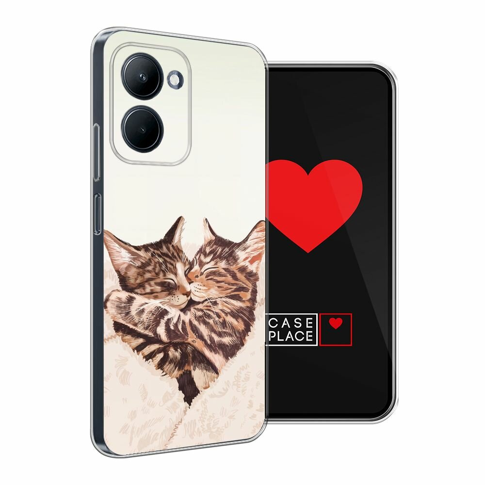 Чехол на Realme C33 / Реалми С33 с принтом "Влюбленные котейки - 14 февраля" — фото 1
