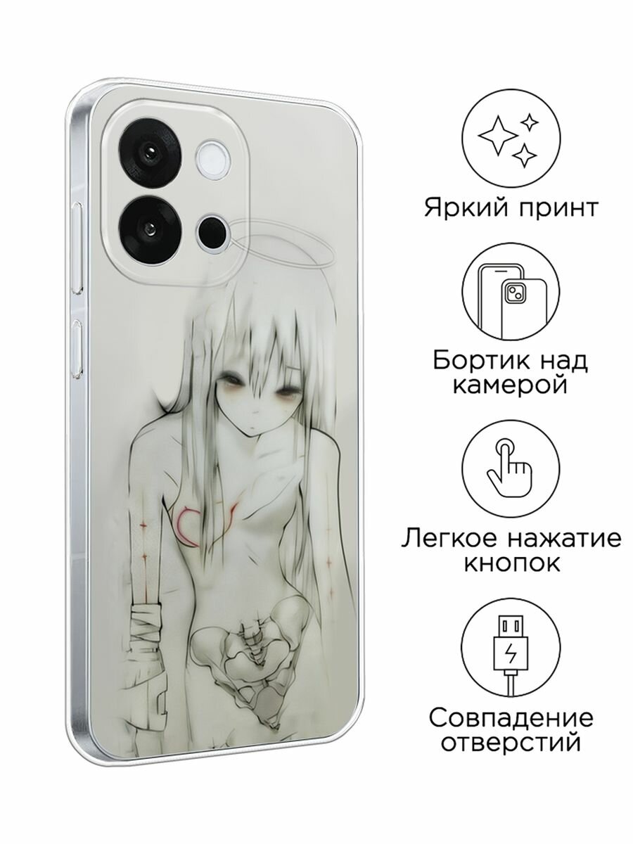 Чехол на OnePlus 13T / Ван Плас 13Т с принтом "Аниме рисунок чёрно-белый" — фото 1