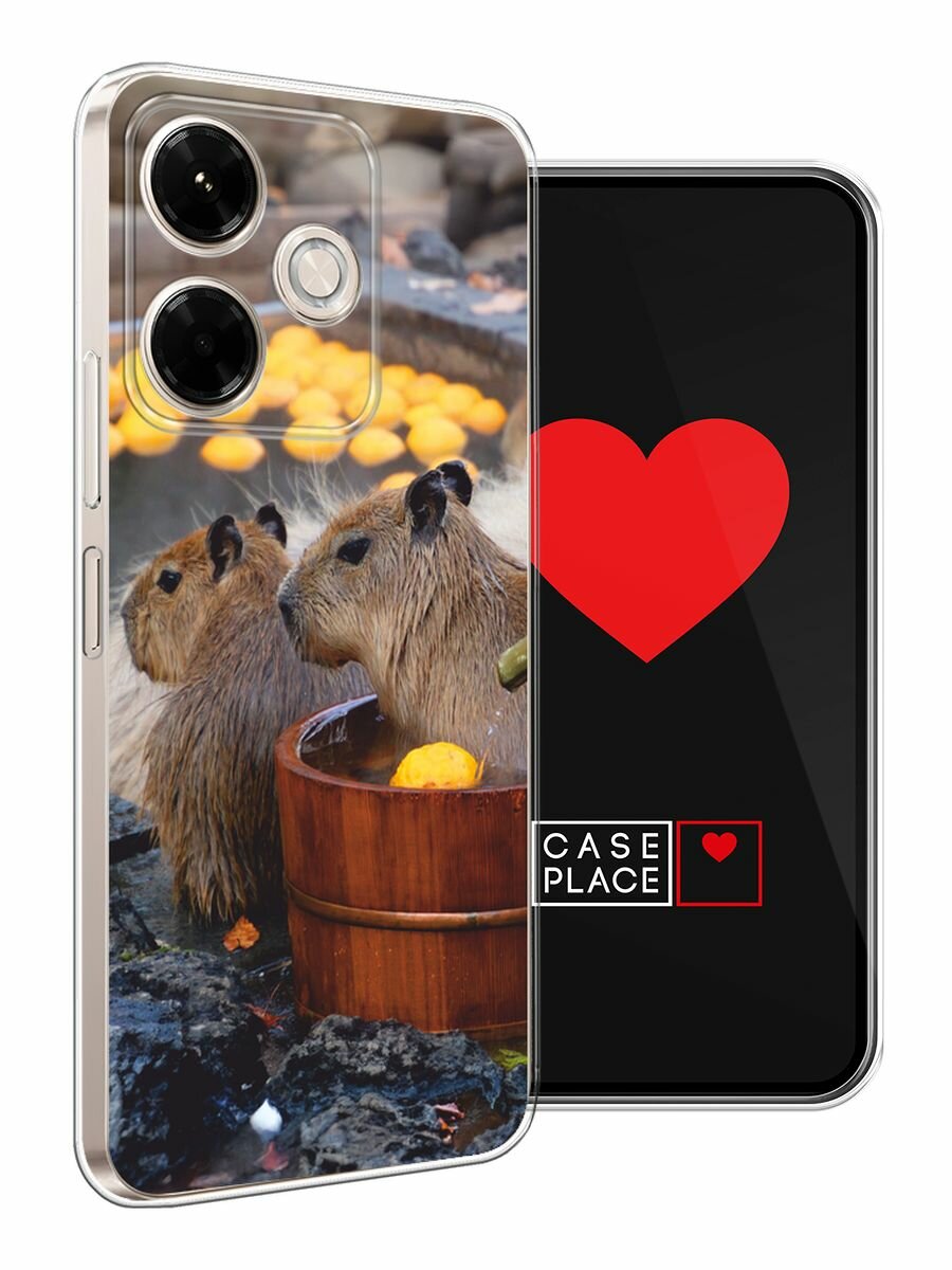 Чехол на Xiaomi Redmi 13X / Сяоми Редми 13X с принтом "Капибары отмокают" — фото 1
