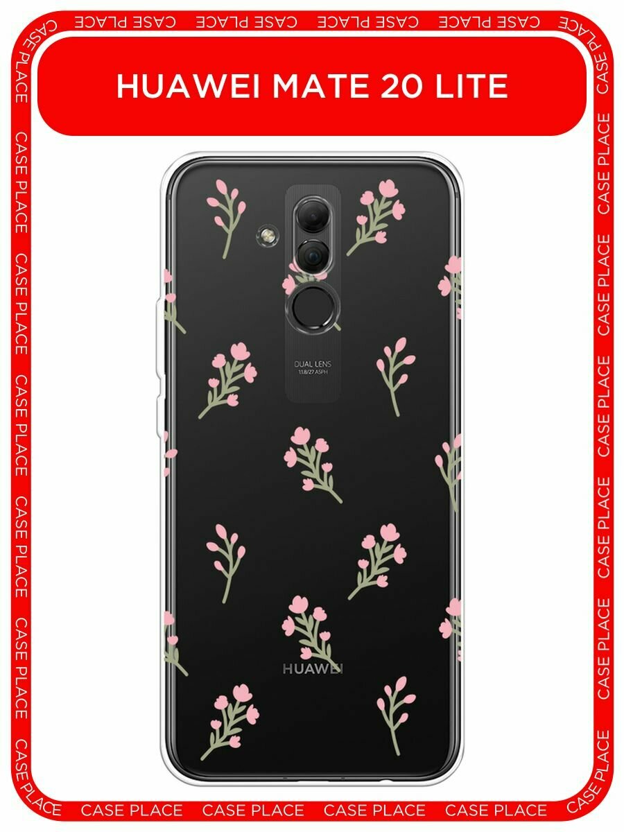 Чехол на Huawei Mate 20 Lite / Хуавей Мате 20 Лайт с принтом "Цветущие веточки", прозрачный