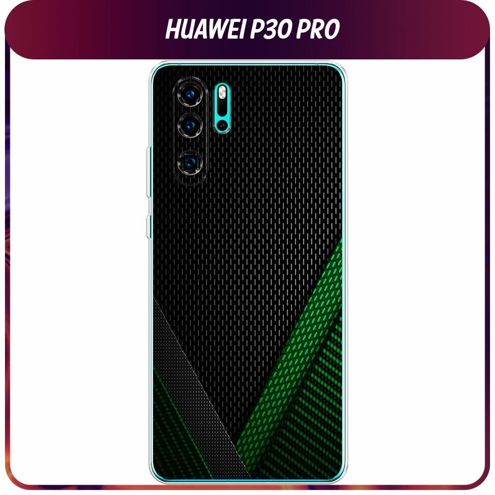 Чехол на Huawei P30 Pro / Хуавей П30 Про с принтом "Зеленый карбон"