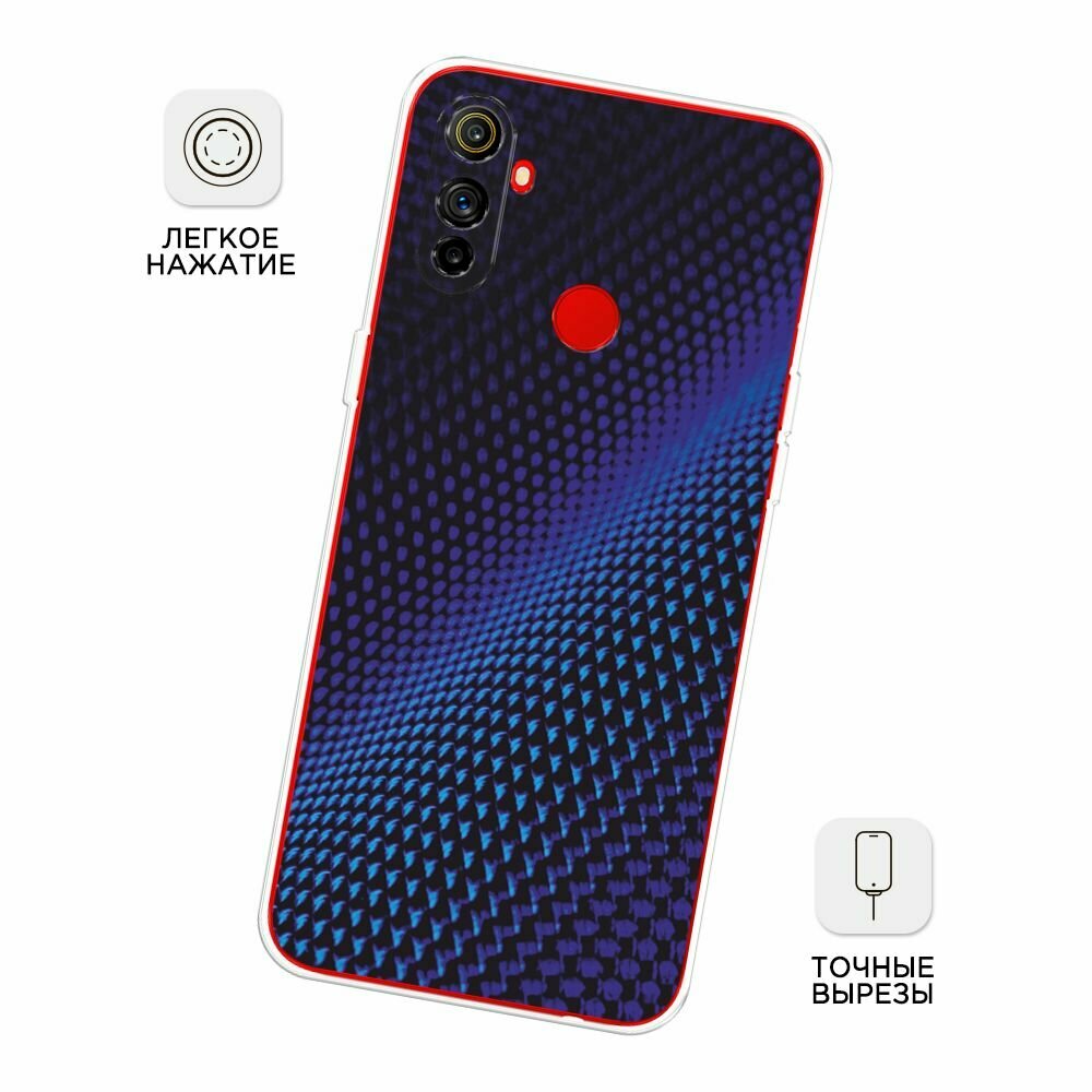 Силиконовый чехол на Realme C3 / Реалми C3 с принтом "Синий карбон" — фото 1