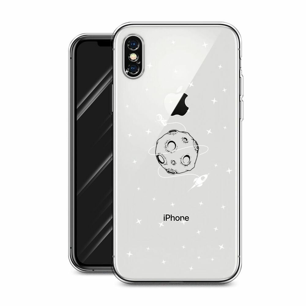 Чехол на Apple iPhone XS Max / Айфон XS Max с принтом "Полет вокруг луны", прозрачный — фото 1