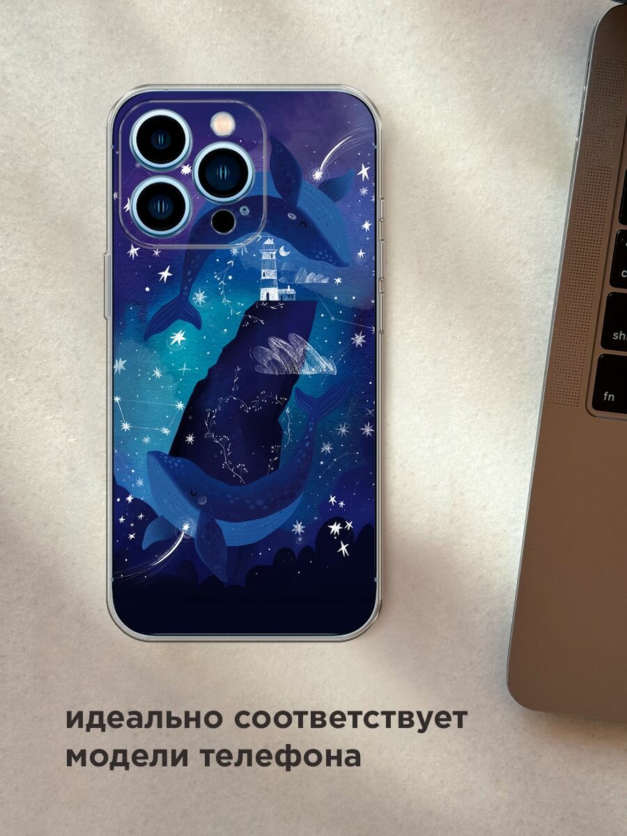 Чехол на Apple iPhone 13 Pro / Айфон 13 Про с принтом "Ночные киты" — фото 1