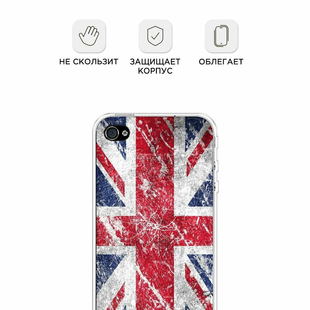 Чехол на Apple iPhone 4/4S / Айфон 4/4S с принтом "Флаг британский" — фото 1