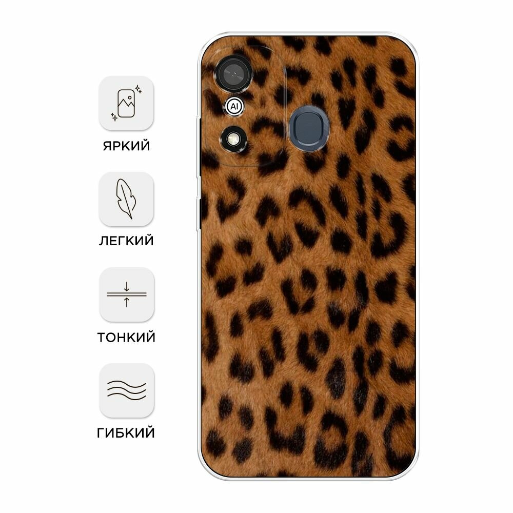 Силиконовый чехол на Itel A27 / Ител А27 с принтом "Мех леопарда" — фото 1