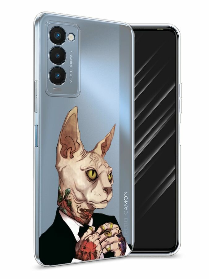 Чехол на Tecno Camon 18P / Техно Камон 18Р с принтом татуированный сфинкс, прозрачный