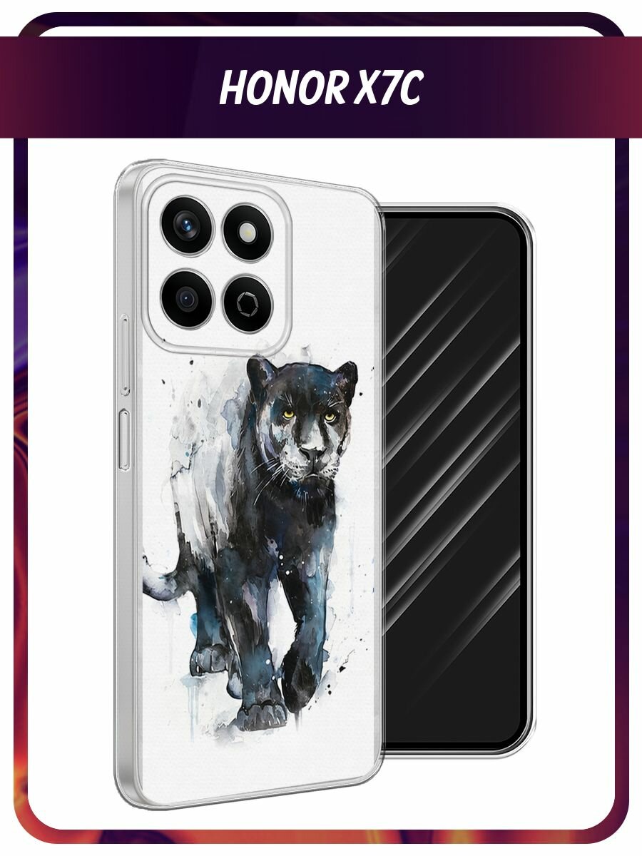 Силиконовый чехол на Honor X7c / Хонор X7c с принтом "Пантера арт 3"