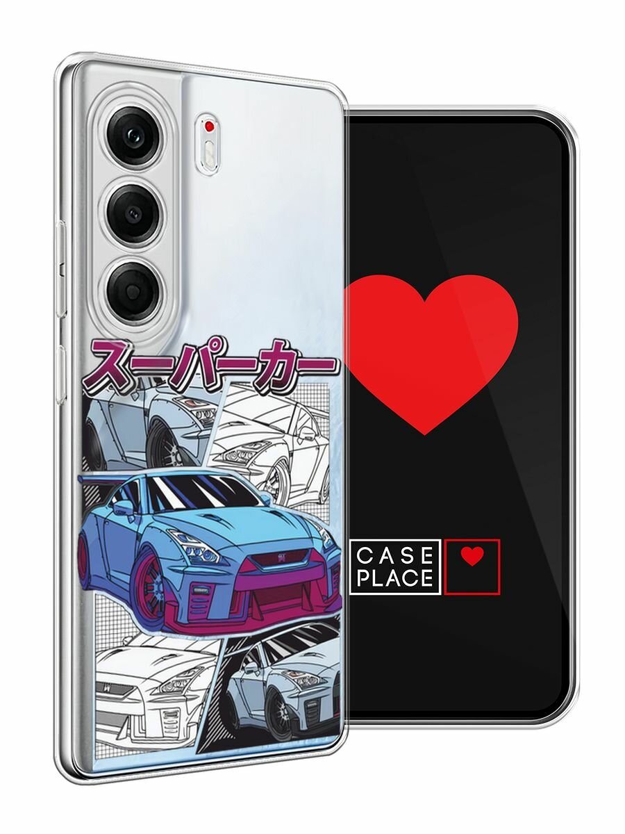 Чехол на Tecno Camon 40 Pro / Текно Камон 40 Про с принтом "JDM коллаж", прозрачный — фото 1