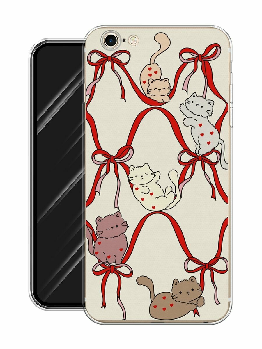 Чехол на Apple iPhone 6 Plus/6S Plus / Айфон 6 Плюс/Айфон 6С Плюс с принтом "Котики в ленточках 1" — фото 1