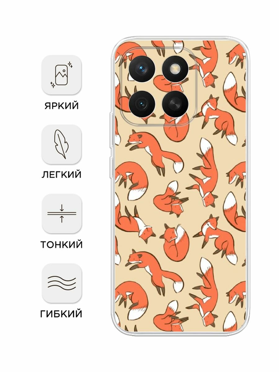 Силиконовый чехол на Honor X8c / Хонор X8c с принтом "Лисички фон" — фото 1