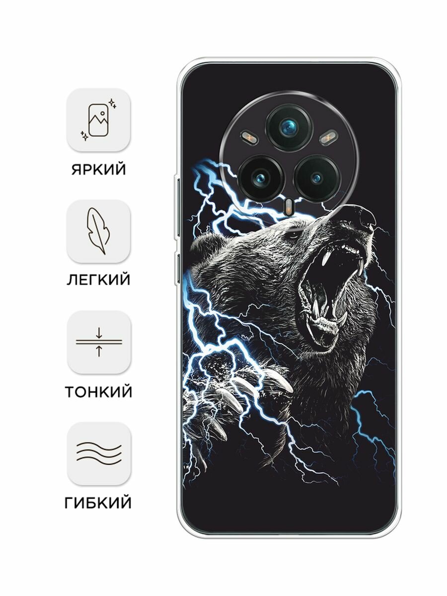 Чехол на Realme 14 Pro / Реалми 14 Про с принтом "Гроза и медведь" — фото 1