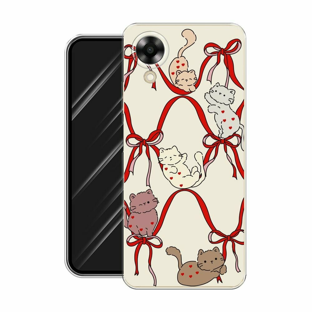 Чехол на Oppo A17K / Оппо A17K с принтом "Котики в ленточках 1" — фото 1