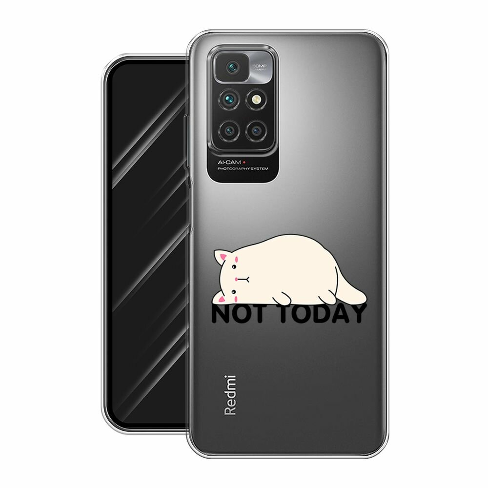 Чехол на Xiaomi Redmi 10 / Сяоми Редми 10 с принтом "Cat not today", прозрачный — фото 1